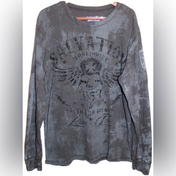 Archaic | Shirts | Archaic Shirt Men Xxl Skull Wings Cross Long Sleeve ...